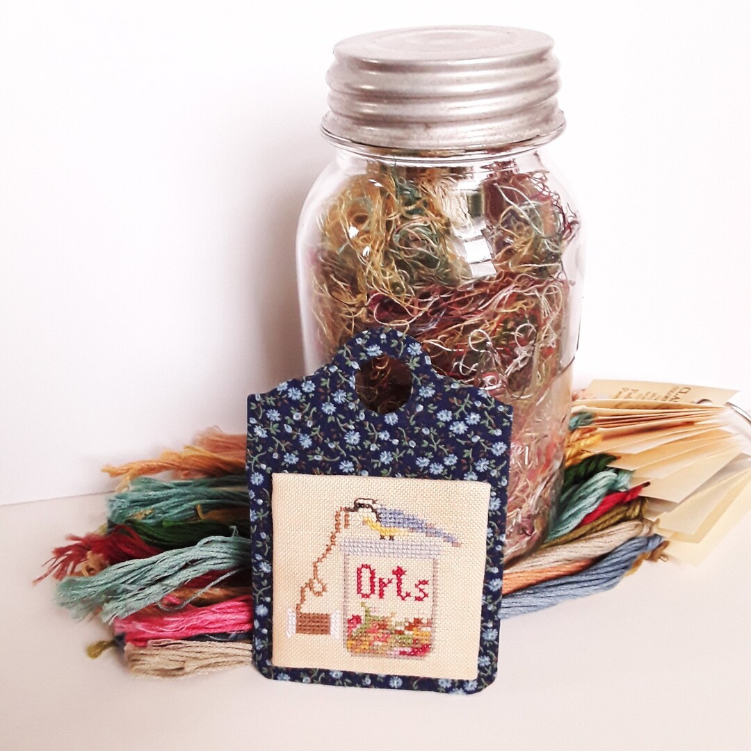 Ort Jar Tag PDF Cross Stitch Chart, Bird With Floss - Etsy