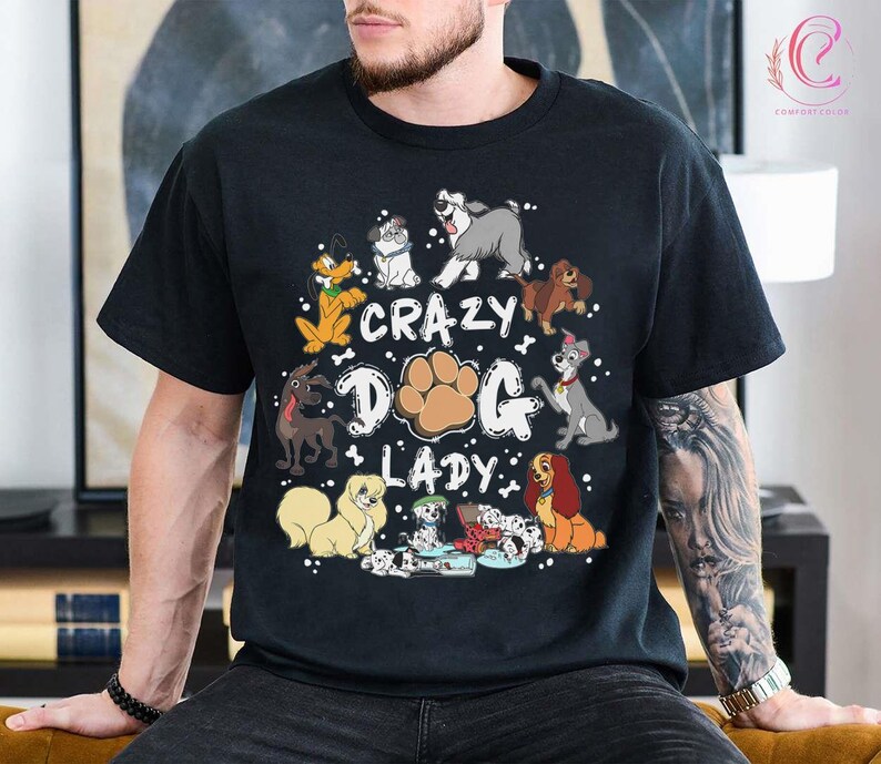 Crazy Dog Lady Shirt, Funny Disney Dogs Tee, Dog Mom Magic Kingdom ...