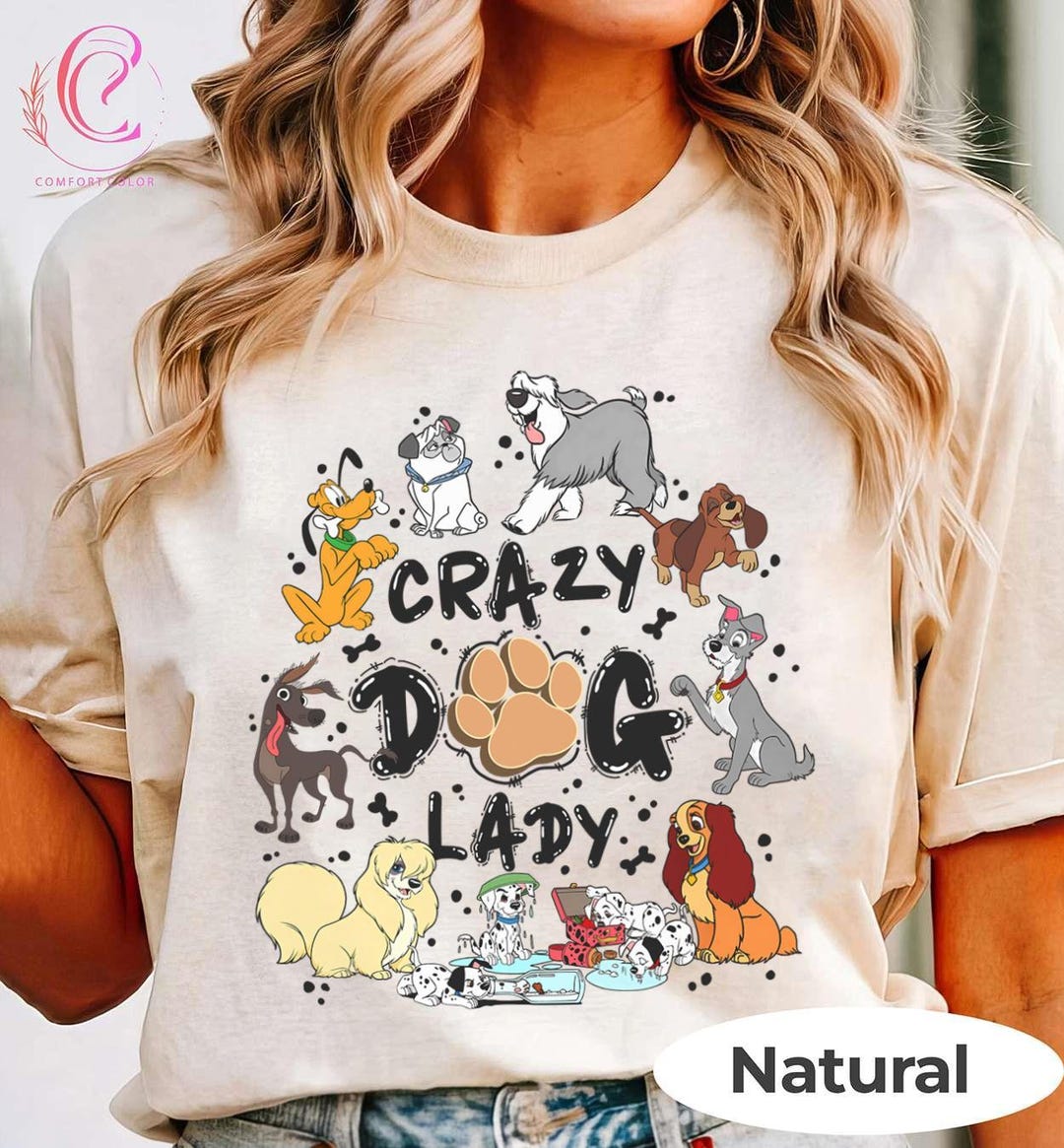 Crazy Dog Lady Shirt, Funny Disney Dogs Tee, Dog Mom Magic Kingdom ...