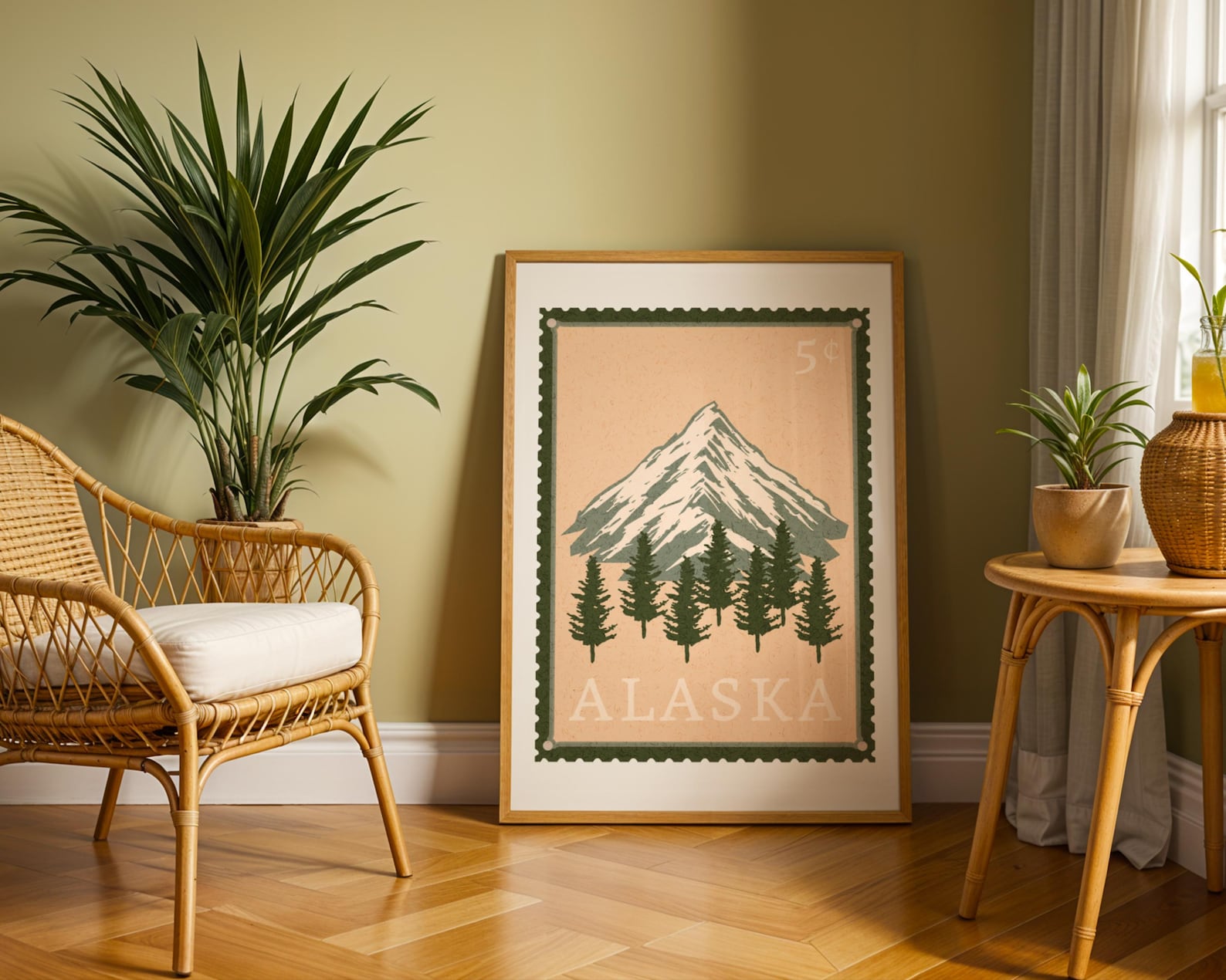Alaska Stamp Digital Print | Vintage Travel Poster, Mountain Art ...
