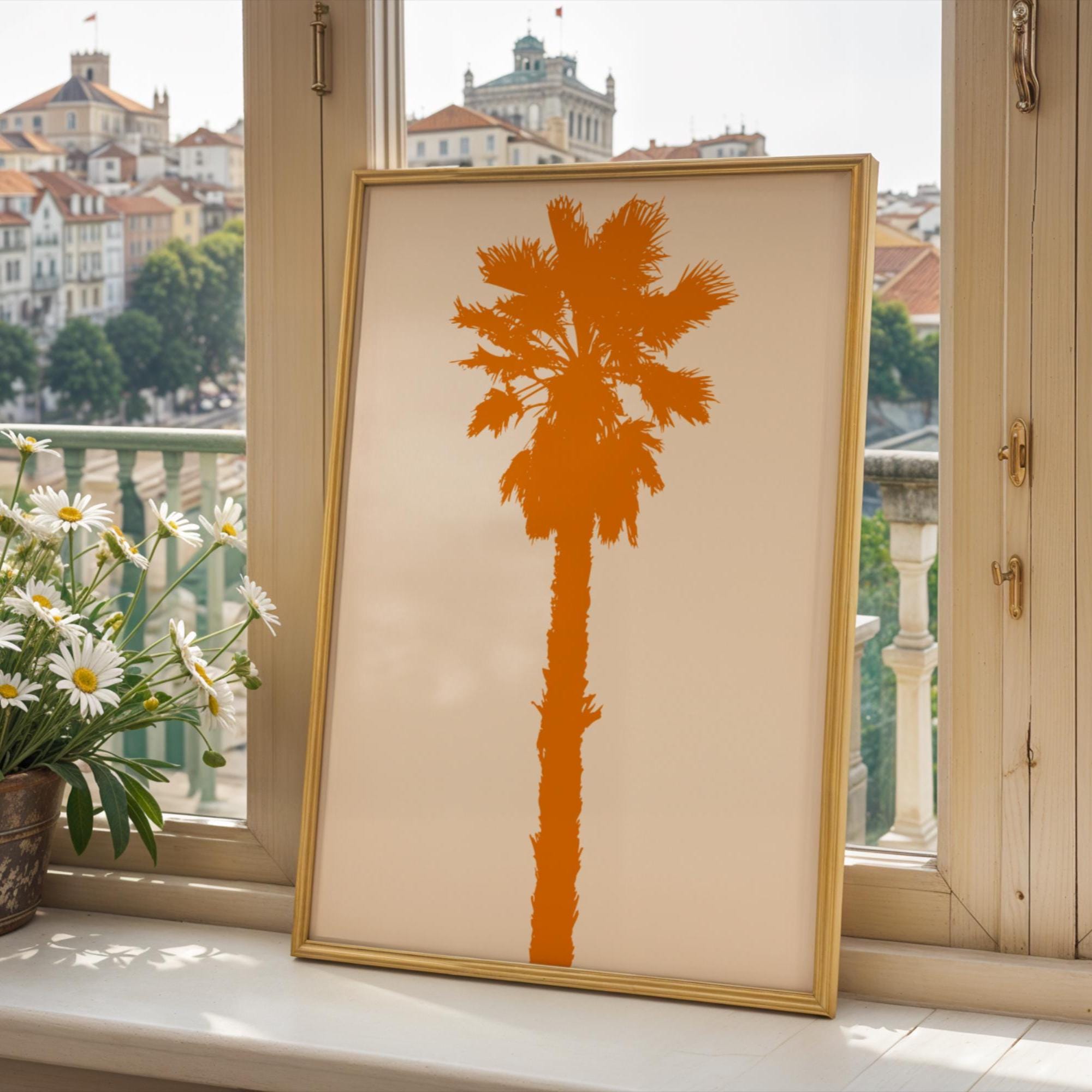 Palm Tree Poster, Palm Tree Art, Orange Prints, Coastal Prints, Coastal ...