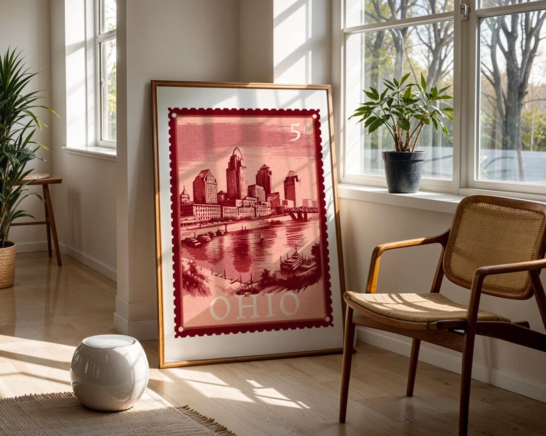 Cincinnati Stamp Art Print: Ohio Skyline Poster (digital Download) - Etsy