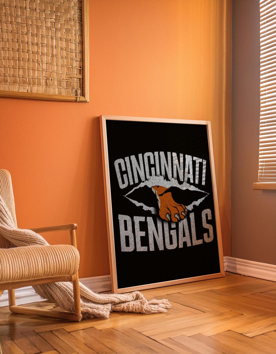Handcrafted Cincinnati Bengals Wall Art Print Bold Tiger Claw Design ...