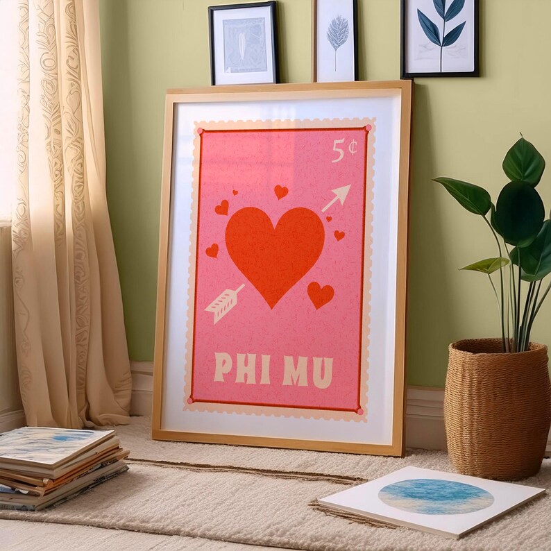 Phi Mu Digital Print, Sorority Wall Art Phi Mu Logo Big Little Gift ...