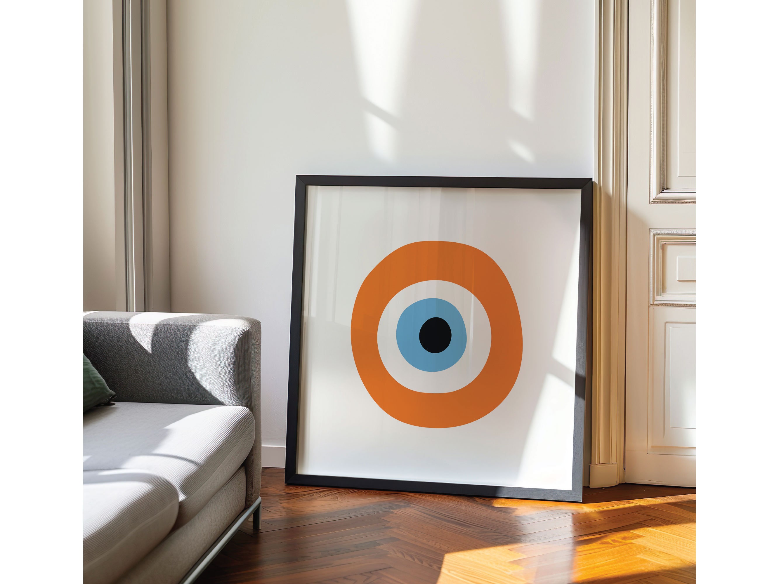 Orange Evil Eye Digital Print, Mati Art, Contemporary Wall Art ...