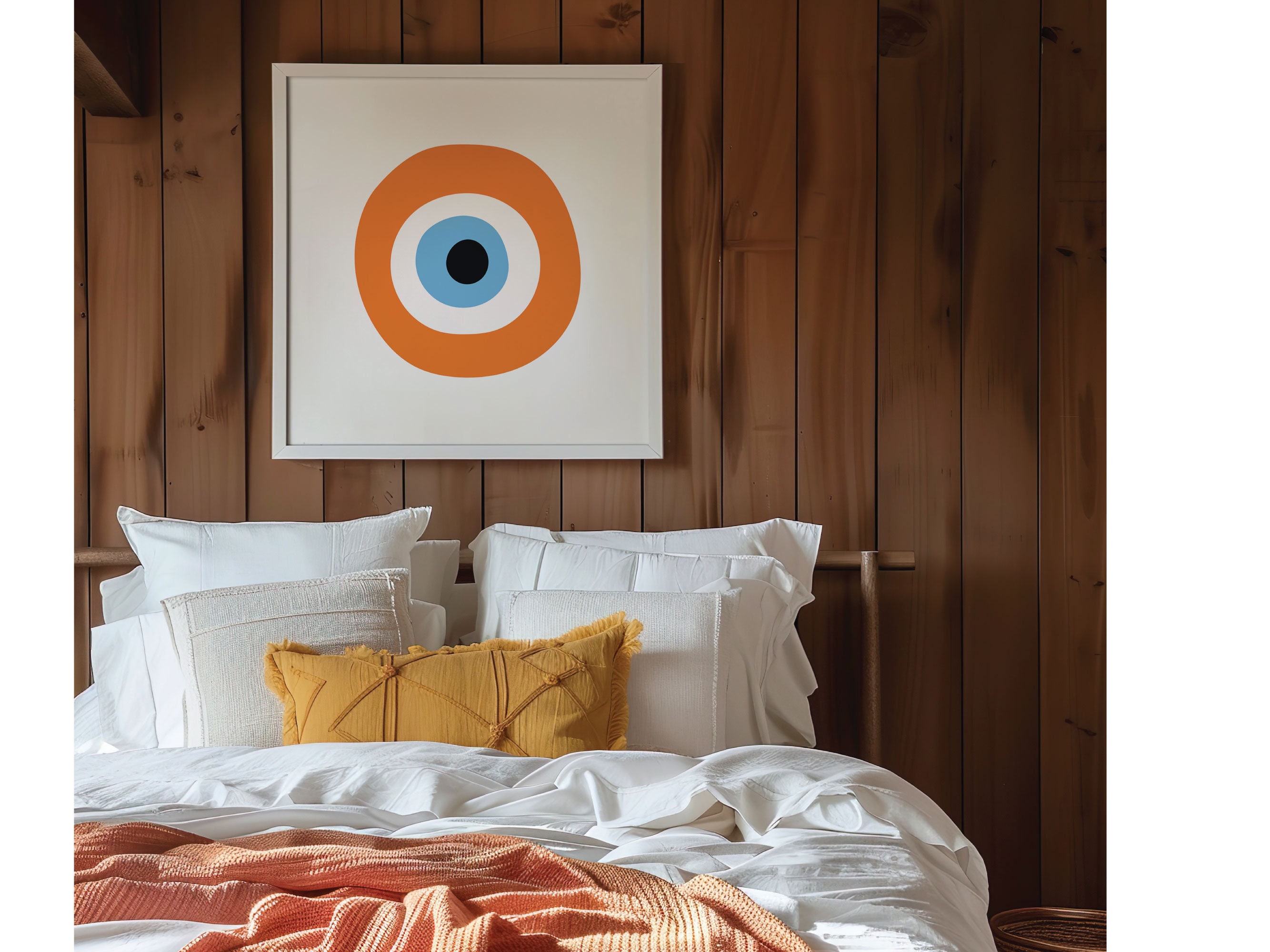 Orange Evil Eye Digital Print, Mati Art, Contemporary Wall Art ...