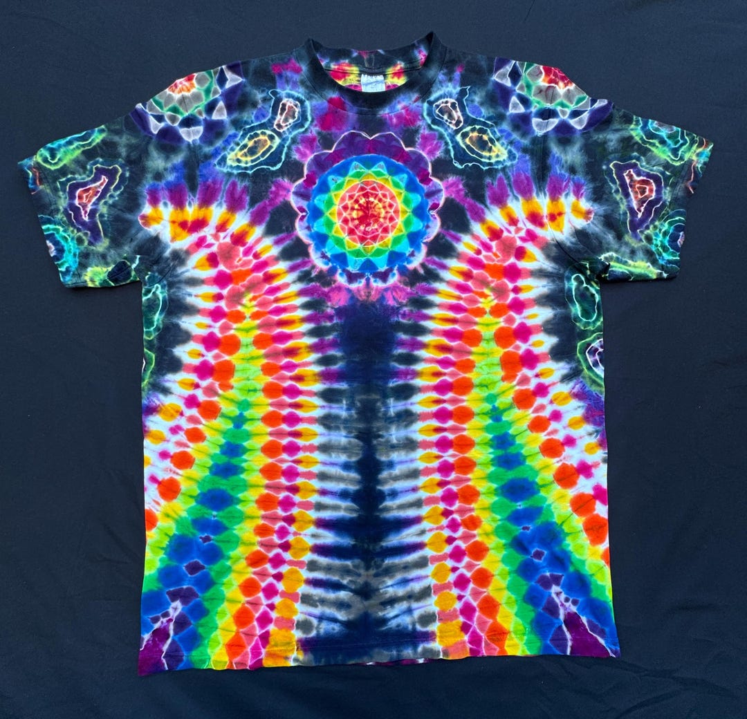 Rainbow Wave Mandala/honeycomb/geode Handmade Tie Dye Shirt Size L - Etsy