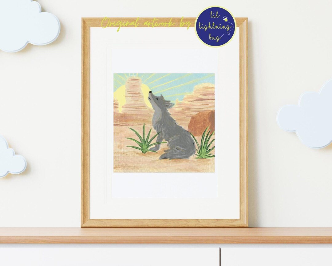 Coyote Nursery Print | Desert Canyon Sunrise, Southwest Art (PDF) - Etsy