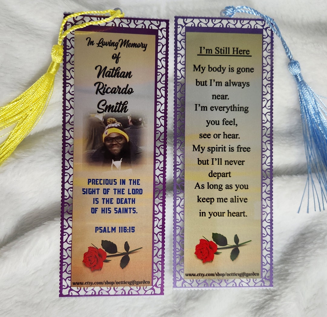 Personalized Memorial Bookmarks, Funeral Favors, Family Gifts and ...