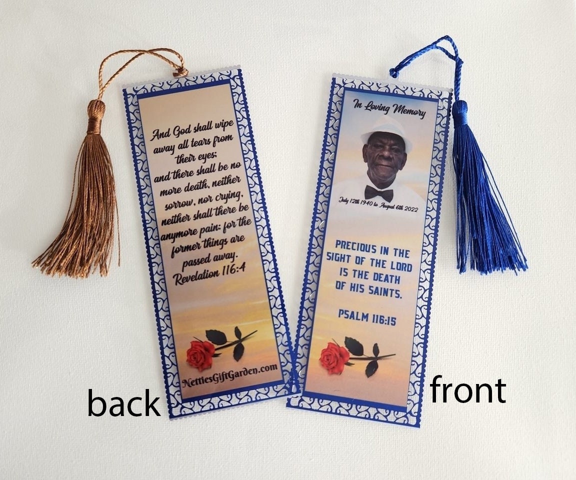 Personalized Memorial Bookmarks, Funeral Favors, Family Gifts and ...