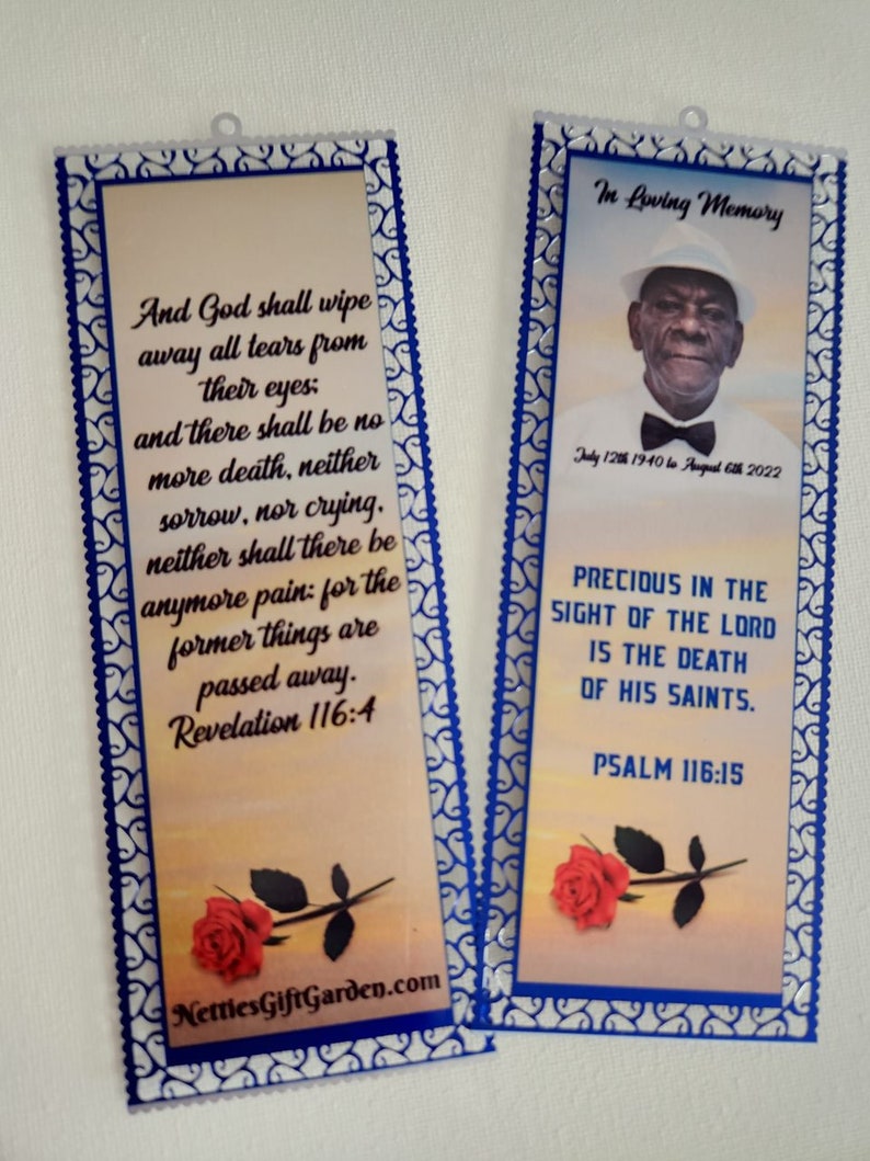 Personalized Memorial Bookmarks, Funeral Favors, Family Gifts and ...