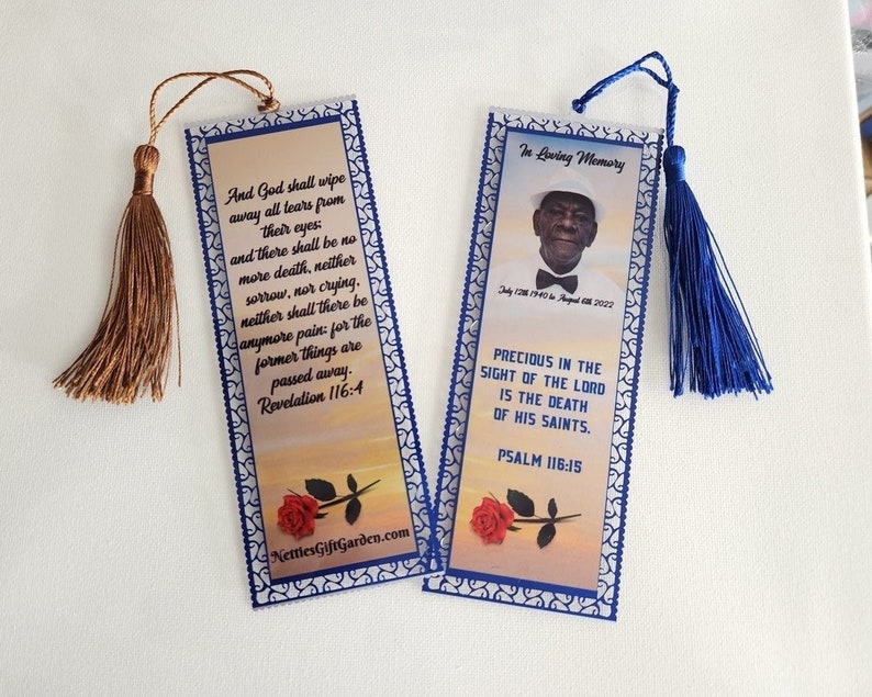 Personalized Memorial Bookmarks, Funeral Favors, Family Gifts and ...