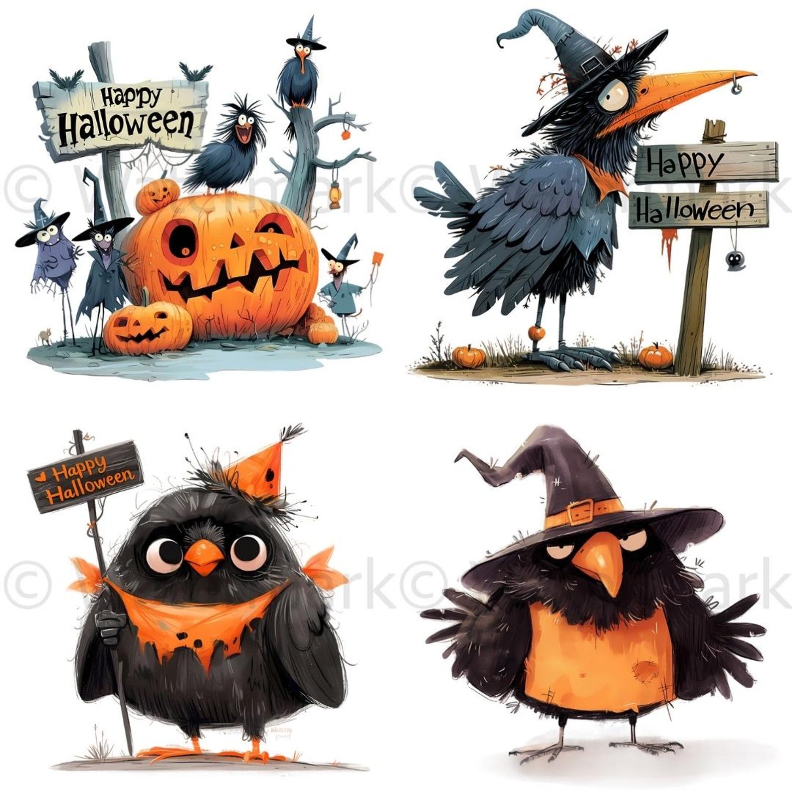 Halloween Birds Clipart, Birds in Costumes, Halloween Birds Clip Art ...