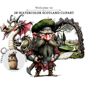 Scotland Clipart, Watercolor PNG Bundle, Scottish Highlands Digital ...
