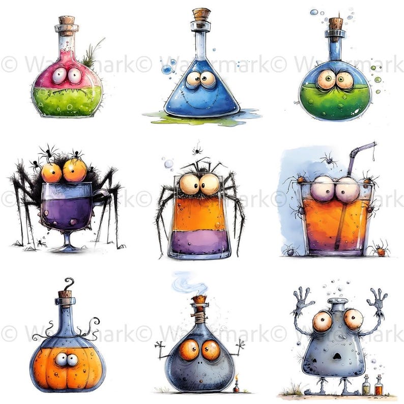 Watercolor Witch Potion Clipart Bundle: Halloween Digital Download - Etsy