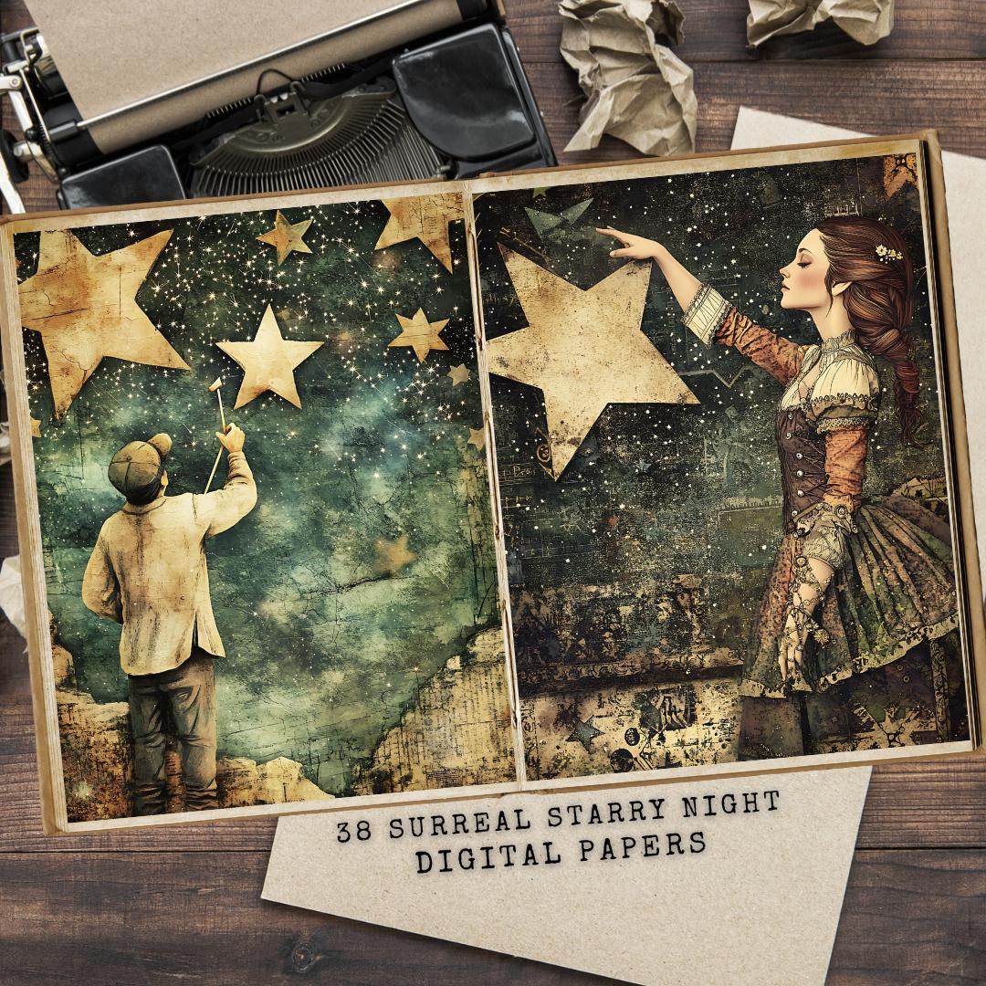 Printable Surrealism Digital Paper Fantasy Landscape Download Junk ...