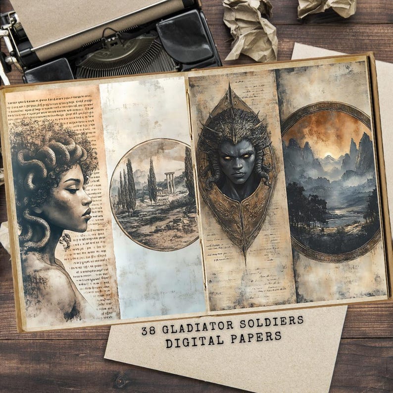 African American Gladiator Junk Journal Pages - Digital Scrapbook Kit ...