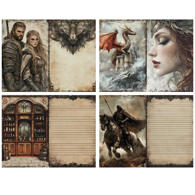 Dragon Junk Journal Kit: Vintage Fantasy Pages (digital Download) - Etsy