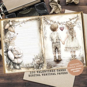 Valentines Day Vintage Junk Journal Papers: Vintage Romantic Postcards ...