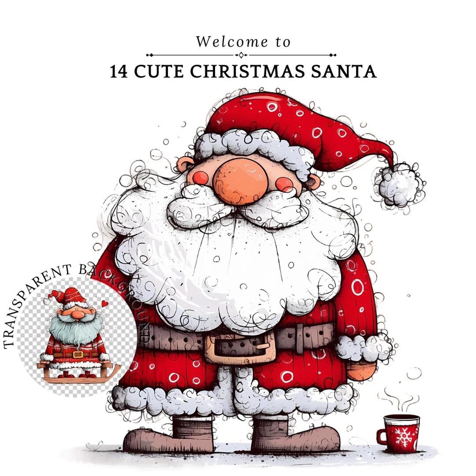 Cute Santa Clipart, Christmas Santa Png, Santa Lover Png, Funny Santa ...