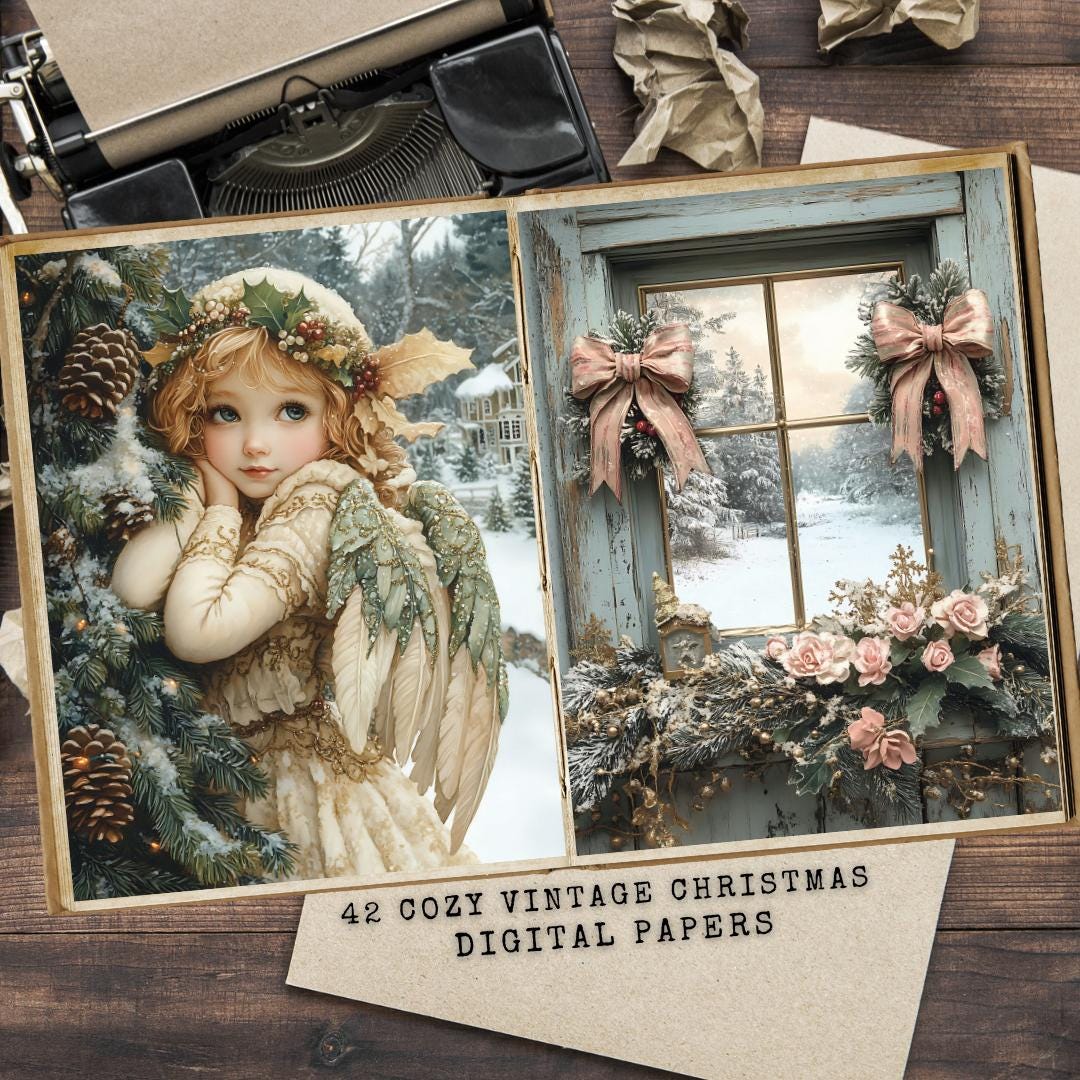 Rustic Cottage Christmas Junk Journal Kit - Vintage Digital Ephemera ...