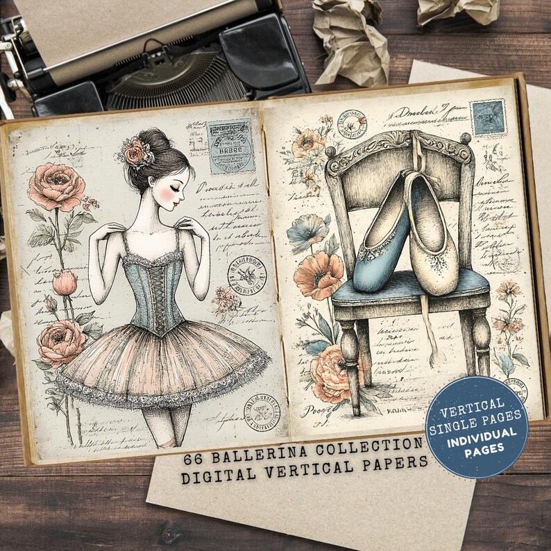 Ballerina Junk Journal: Ballet Vintage Printable Pages (full Letter ...
