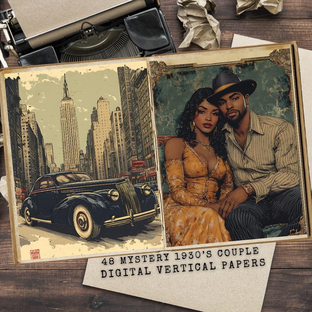 1930s Mystery Junk Journal Kit: African American Couple, Detective ...
