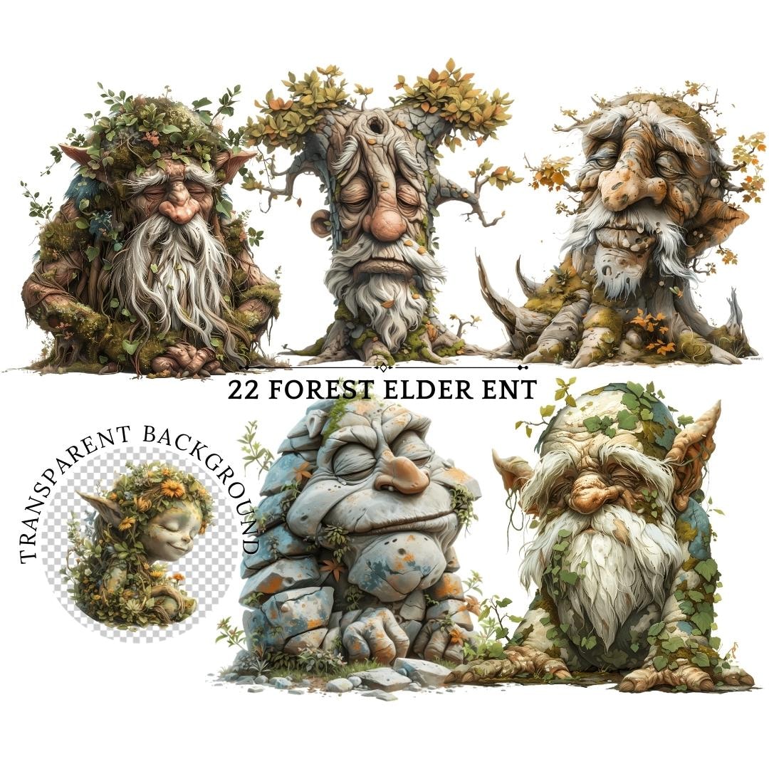 Forest Elder Ent Troll Clipart: Whimsical Moss-covered PNG (digital ...