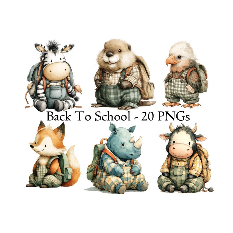 Back to School Clipart, Preschool Animals Clipart, Cute Animal ...