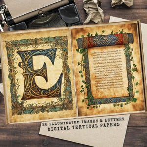 Illuminated Manuscript Letters: Medieval Religious Art, Digital Paper ...