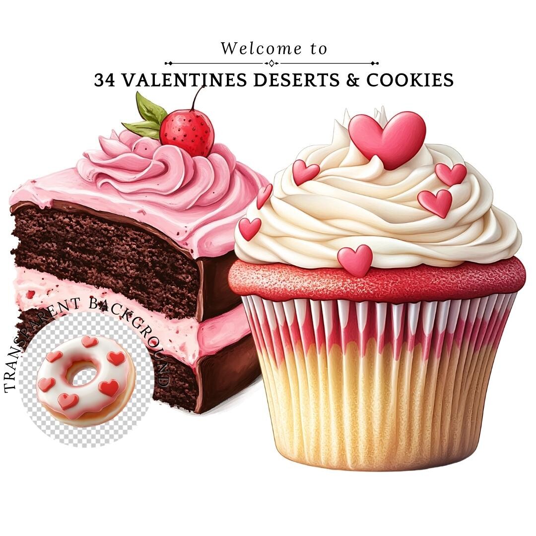 Valentine Cookie Clipart: Bakery Cakes PNG Images (digital Download) - Etsy