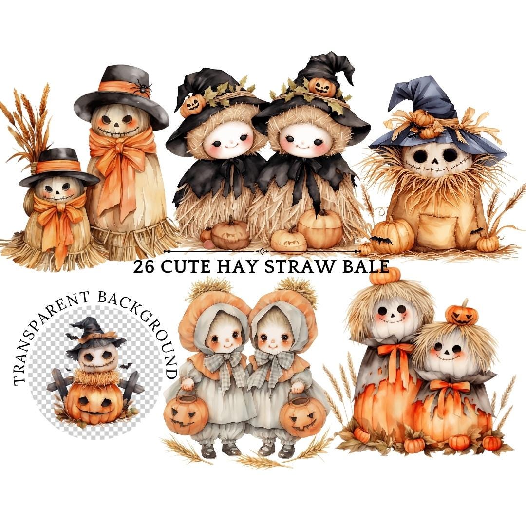 Scarecrow Clipart | Fall Harvest PNG (digital Download - Etsy