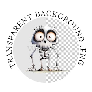 Funny Halloween Skeleton Clipart: Childish Hand Drawn Style Spooky ...