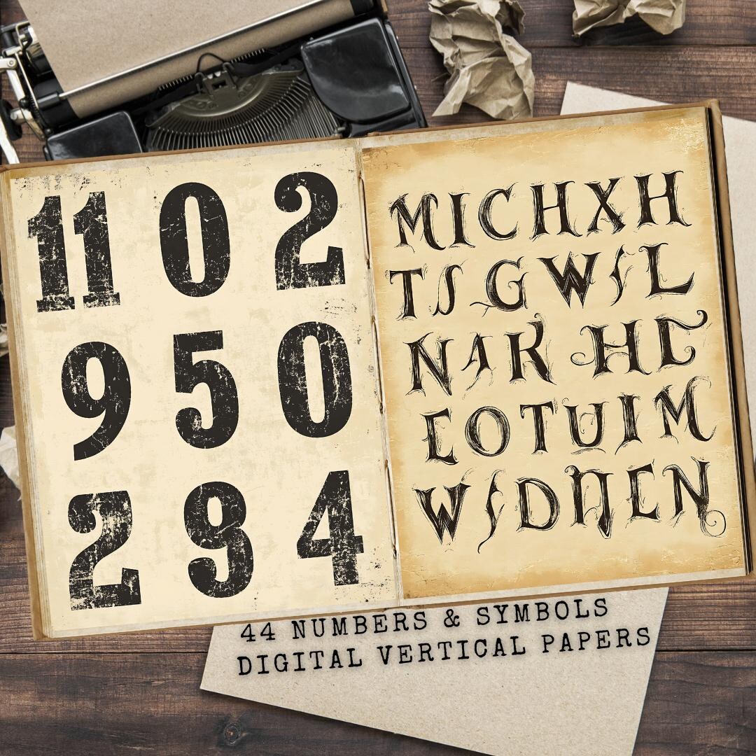 Numbers Junk Journal, Paper, Letters, Numbers, Industrial, Grunge ...
