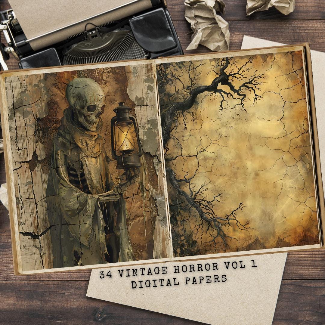 Vintage Horror Halloween Junk Journal Kit | Distressed Grunge Designs ...