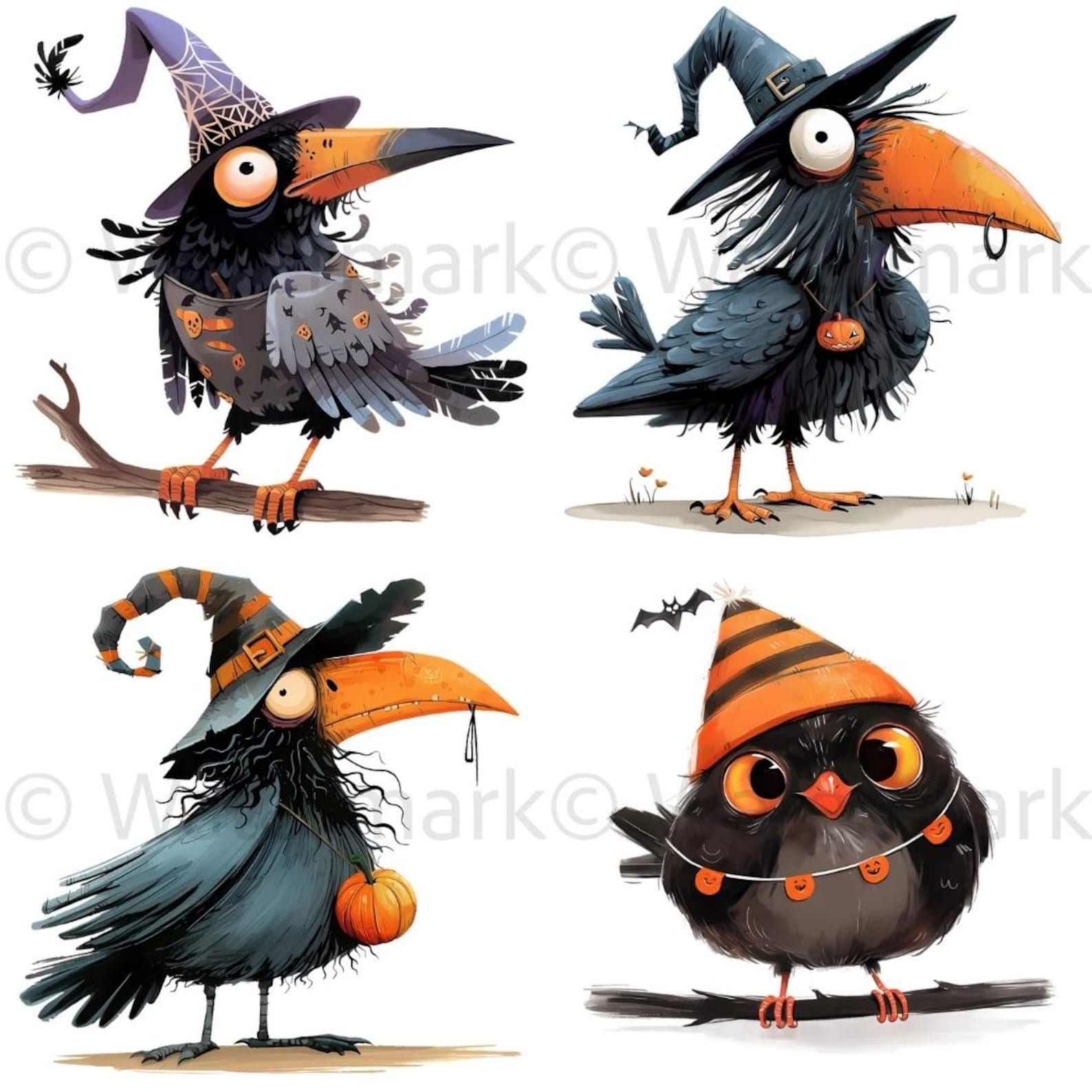 Halloween Birds Clipart, Birds in Costumes, Halloween Birds Clip Art ...