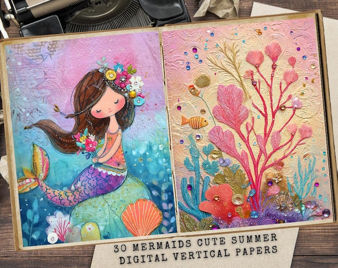 Mermaid Collage Junk Journal Kit, Mermaids and Sea Life Printables ...