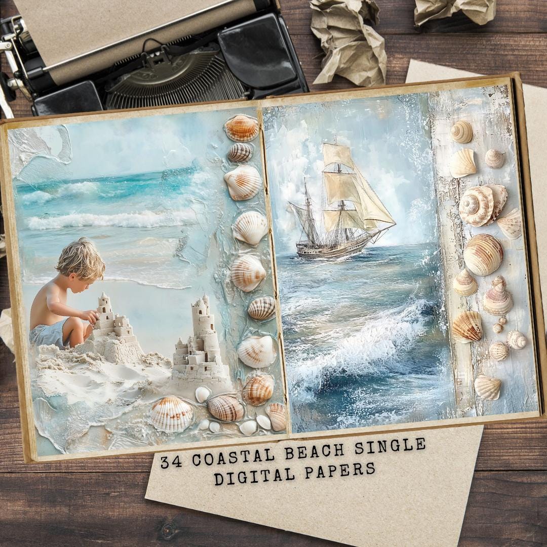 Beach printable Coastal Junk Journal Pages, junk journal supplies ...