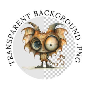 Surreal Cartoon Monster Clipart Set, High-definition Watercolor Fantasy ...