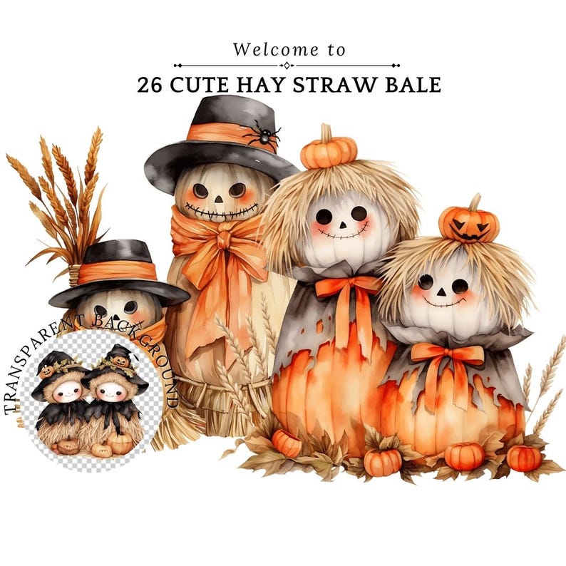 Scarecrow Clipart | Fall Harvest PNG (digital Download - Etsy
