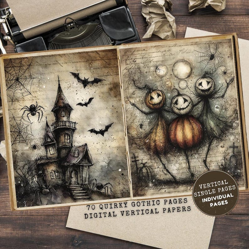 Quirky Gothic Junk Journal Pages: Funny Halloween Ephemera (digital ...