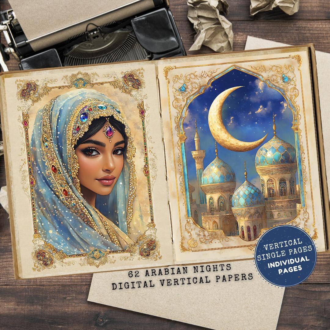 Aladdin and Arabian Nights Junk Journal Pages: Fantasy Papers, Princess ...