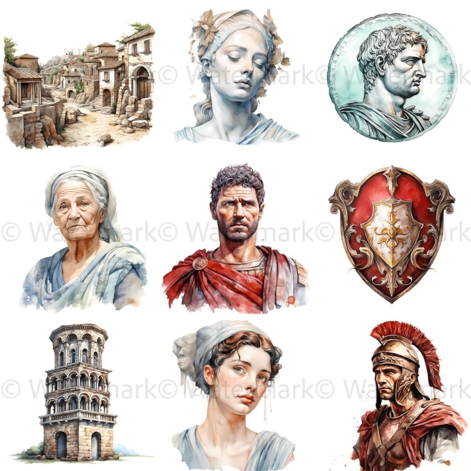 Roman Empire Clipart PNG, Digital Watercolor Illustration of Ancient ...