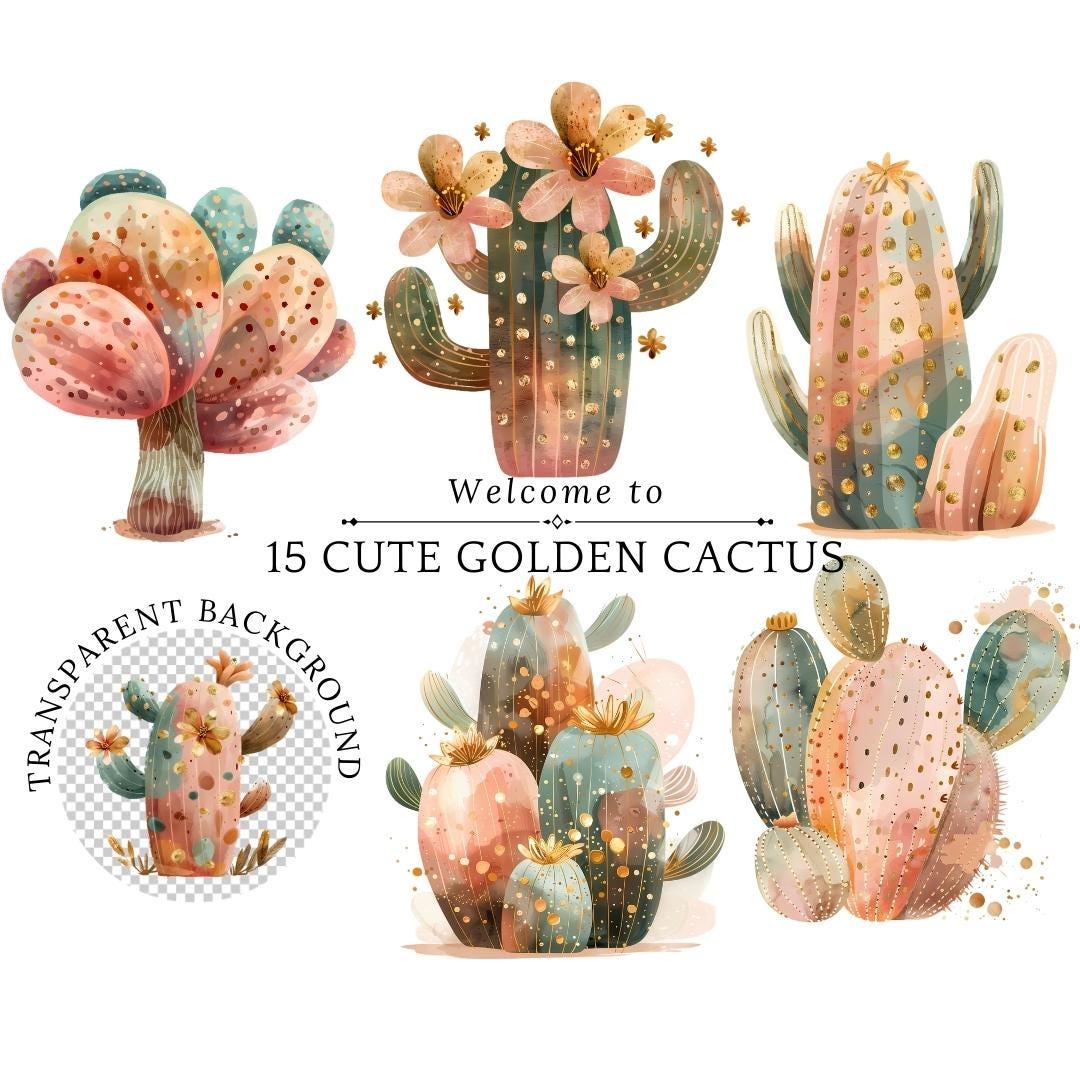 Cactus Clipart PNG Watercolor Cactus Clipart PNG Desert Minimalist ...