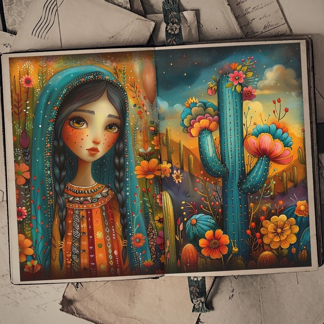 Colorful Mexican Fiestajunkjournalpages, Digital Scrapbook Paper ...