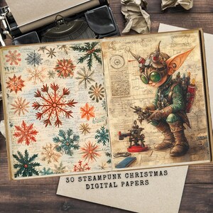 Steampunk Christmas Junk Journal Pages: Vintage Holiday Kit (digital ...