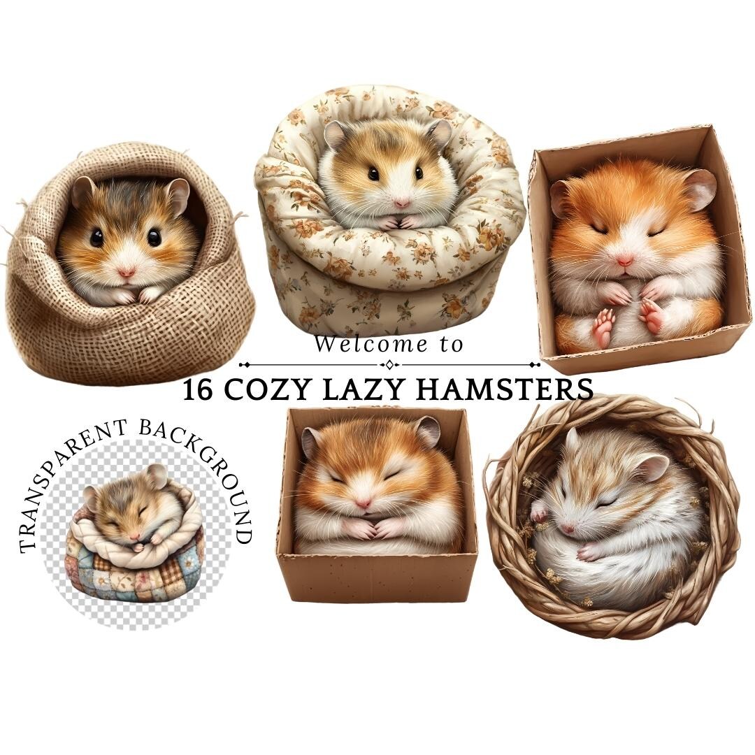 Cute Lazy Hamster Clipart PNG Hamster Lover Png, Sleeping Hamster ...