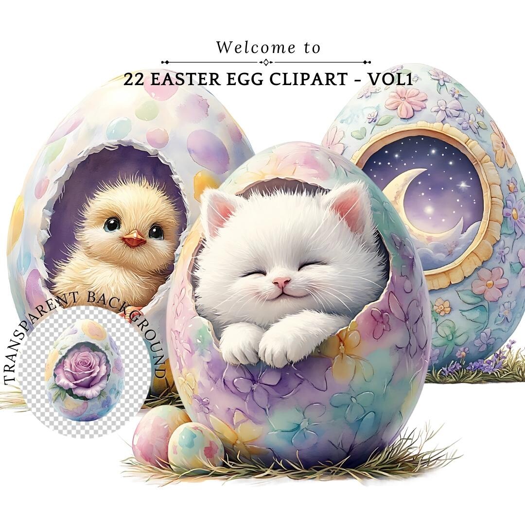 Easter Egg Clipart - Rustic Easter Clipart - Boho Easter Scene - Easter ...