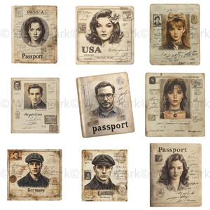 Vintage Ephemera and Passports | Antique ID Cards Clipart | Junk ...