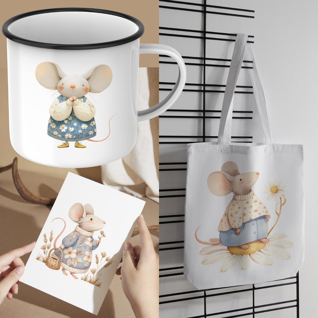 Cute Dressed Mouse Cartoon Digital PNG Characters, Clipart Mouse ...